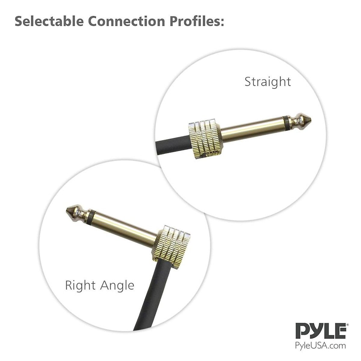 Pyle Pro-Audio Pedal Board Patch Cables-Universal D.I.Y Custom Cut Feet Wire Kit, Right-Angle Low Profile 1/4'' Connectors, Performance, 10 Pieces PSCBLKIT22