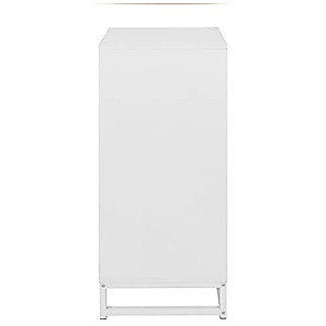 Natural Rattan Drawer Chest Storage Cabinet Suitable for Living Room and Bedroom, Bedroom Dresser with 4 Drawers for Small Space, Storage Tower Organizer Unit for Hallway/ Entryway/ Closets (White)