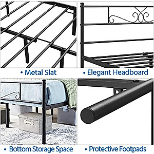 Yaheetech Queen Size Bed Frames/Metal Platform Bed with Headboard and Footboard/No Box Spring Needed/Easy Assembly, Black