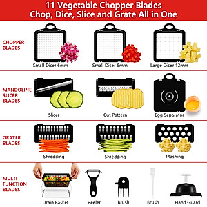 Professional All-in-1 Vegetable Chopper, Veggie Chopper, Chopper Vegetable Cutter, Onion Chopper, Food Dicer Chopper, Mandoline Slicer 9 Inserts