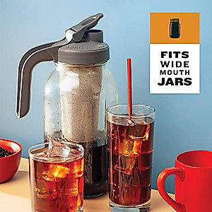 County Line Kitchen - Mason Jar Flip Cap Lid with Handle, Airtight and Leak-Proof Seal - Wide Mouth, Gray