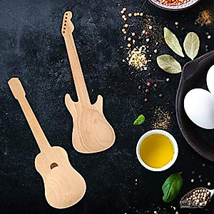 Kikkerland Guitar Shape Rockin Wooden Novelty Spoons- Heat Resistant, Set of 2