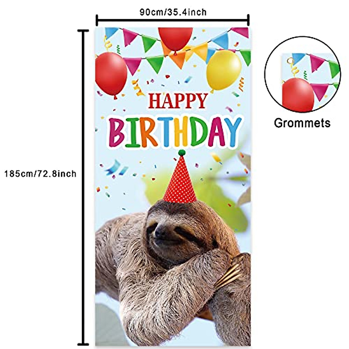 Sloth Banner Backdrop Background Photo Booth Props Realistic Lifelike Adorable Animal Folivora Jungle Theme Decor for Safari Wild One 1st Birthday Party Baby Shower Favors Supplies Decorations