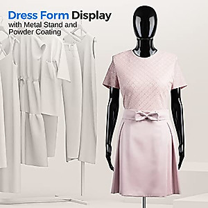 SereneLife Female Mannequin Torso, Adjustable Height and Detachable Arms Dress Form Display with Metal Stand, Glossy Black, for Sweaters, T-Shirts, Jackets, Dresses, Blouses, Tops