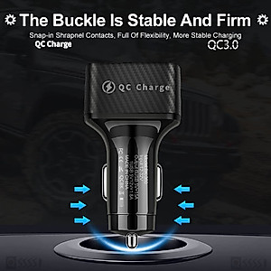 Car Charger Adapter - QC 3.0 and 5 Other Ports, 6 USB Multi-Port, Fast Charger, Car Charger Adapter Compatible with iPhone, Android, Tablet and Other USB Device