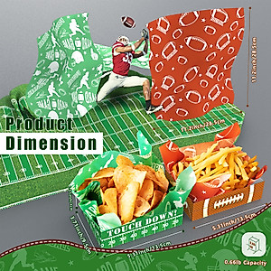 Axyi 50 Pack Football Party Paper Food Trays, Superbowl Party Decorations, Disposable Food Serving Paper, Football Party Food Boats Hot Dog Trays Movie Snack Trays, Combination