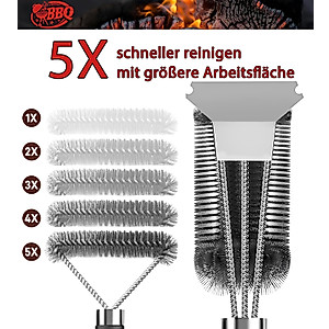 TNTOR Grill Brush with Scraper, 18" Adjustable Handle with Bottle Opener BBQ Grill Brush for Outdoor Grill/Smoker/Gas and Charcoal Grill Cleaning