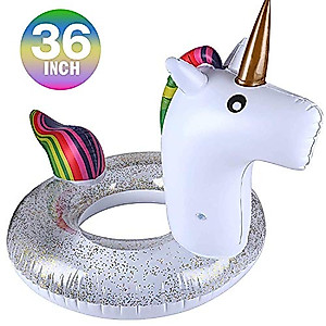 Boxgear Inflatable Float, Glitter Sequin Animal Pool Floats, Swimming Pool Ring, Pool Inflatables for Kids and Adults, Pool Toys Inflatable Unicorn Pool Float, 36 Inch Water Float (36 Inch)
