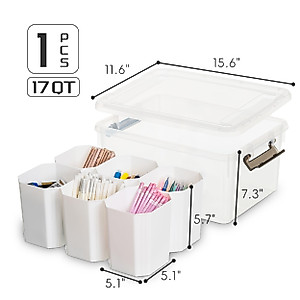 Bienvoun 17 Quart Plastic Storage Box with Lid Clear Box with Removable Tray Multipurpose Stackable Storage Containers For Organizing Crafts,Crayon,Office Supplies