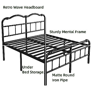 RLDVAY Cal King Bed Frame with Headboard and Footboard, 18 Inch High, Heavy Duty California King Bed Frame with Headboard, No Box Spring Needed, Under Bed Storage, Easy Assembly, Noise-Free, Black