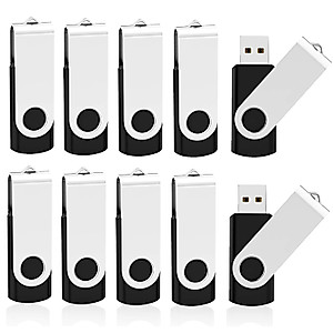 KOOTION 10 X 16 GB USB Flash Drive USB 2.0 Thumb Drive Memory Pen Stick Jump Drive Keychain Design Zip Drives Bulk (Black)