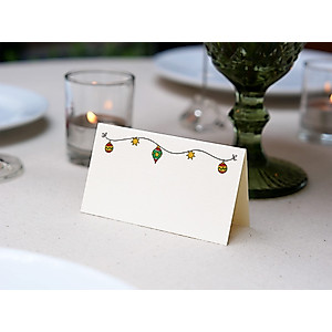 25 Christmas Place Cards Foldable Tent Cards Seating (3.5 x 2 in), Table Name Cards for Christmas Party, Food Buffet Labels, Dinner Parties, Banuets, Baby Shower / YJZW016J