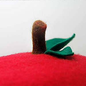 Handmade Cute Red Apple Beret Vintage Artist Painter Hat Women Wool Cap Warm Winter Love Gift