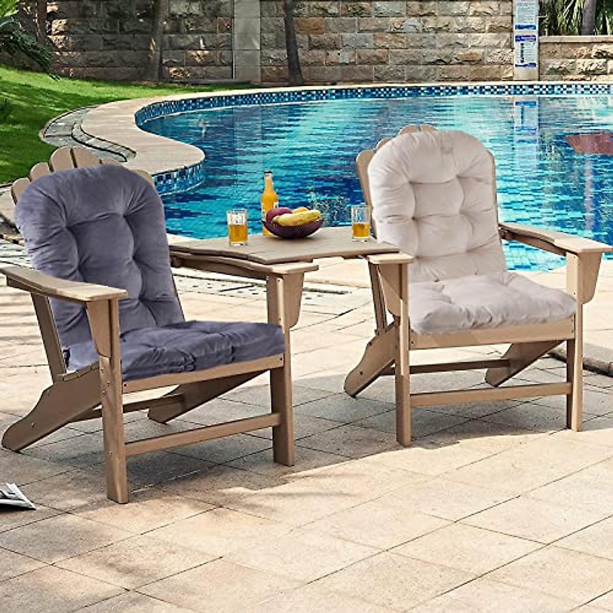 Big Hippo Indoor Adirondack Chair Cushion, Tufted High Back Patio Chair Cushions Soft Thicken Patio Seat Pad for Home Use (Beige)