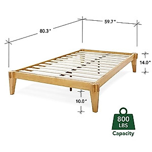 Bme Chalipa 14” Full Size Bed Frame - Wood Platform Bed - Wood Slat Support - No Box Spring Needed - Easy Assembly - Minimalist & Modern Style, Natural