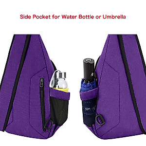 MOSISO Sling Backpack,Canvas Crossbody Hiking Daypack Bag with Anti-theft Pocket, Purple