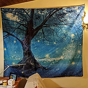 Instruban Forest Tapestry Nature Landscape Tapestry Psychedelic Tree Tapestry for Bedroom Living Room-H51.2×W59.1 inches