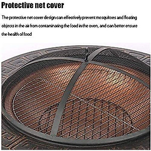 LEAYAN Garden Fire Pit Portable Grill Barbecue Rack Outdoor Metal Firepit Round Table Backyard Patio Garden Stove Wood Burning Fire Pit with Spark Screen, Log Poker and Cover for Camping BBQ Cooking