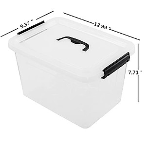 Ucake 12 Quart Clear Plastic Storage Box, Latching Box with Lid and Handle, Set of 6