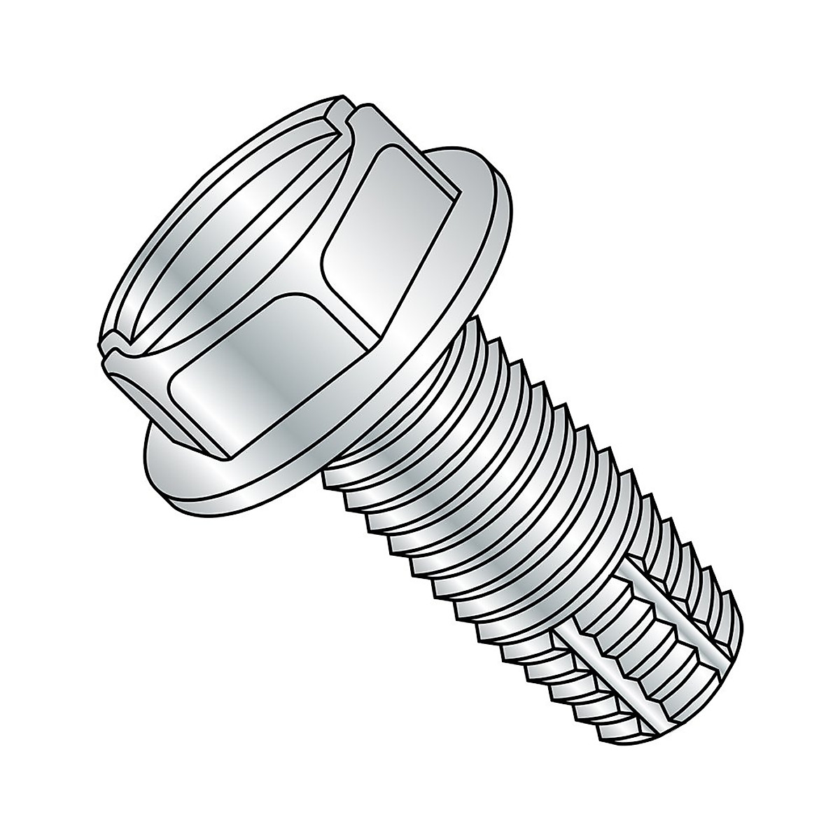 Small Parts 1412FSW Steel Thread Cutting Screw, Zinc Plated Finish, Hex Washer Head, Slotted Drive, Type F, 1/4"-20 Thread Size, 3/4" Length (Pack of 50)