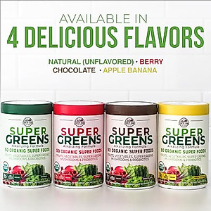 COUNTRY FARMS Super Greens Chocolate Flavor, 50 Organic Super Foods, USDA Organic Drink Mix, Fruits, Vegetables, Super Greens, Mushrooms & Probiotics, Supports Energy, 20 Servings, 10.6 Oz