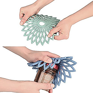 Silicone Trivets Set of 3 Multi-Use Intricately Carved Hot Mats and Pads, Flexible Modern Kitchen Table Mat, Heat Resistant Round Coaster Mat Black, Black, I: Set of 3-Black