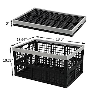 Kekow 3-Pack Black Plastic Collapsible Storage Basket, 42 L Folding Crates Storage