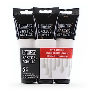 Liquitex BASICS Acrylic Paint, 118ml (4-oz) Tube, Set of 3, Titanium White