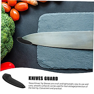 Mobestech 50pcs Tip Set Plastic Sleeves Plastic Cutter Tool Tip Cutter Knife Cover Knives Guards Mercer Knife Guard Black Protective Sleeves Cutters Tip Protective Covers Chef Tip Protector
