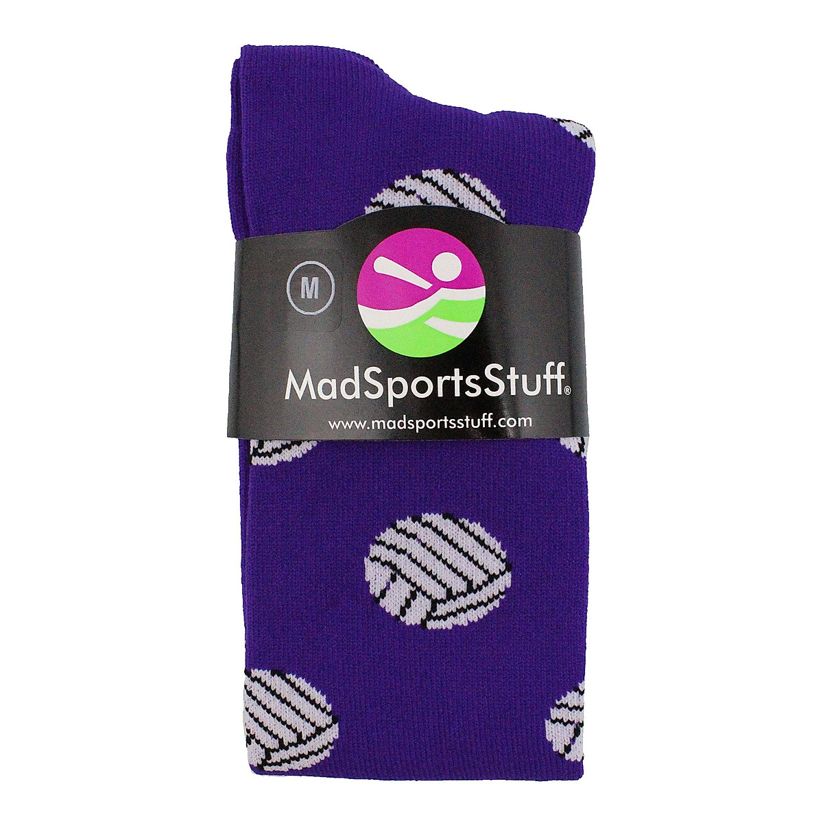 MadSportsStuff Volleyball Print Over the Calf Socks (Purple, Medium)