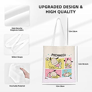 LKUZLOH Anime Canvas Tote Bag for Women Cute Shopping Bag ​Kawaii Shoulder Handbag Gym Bag For School Work