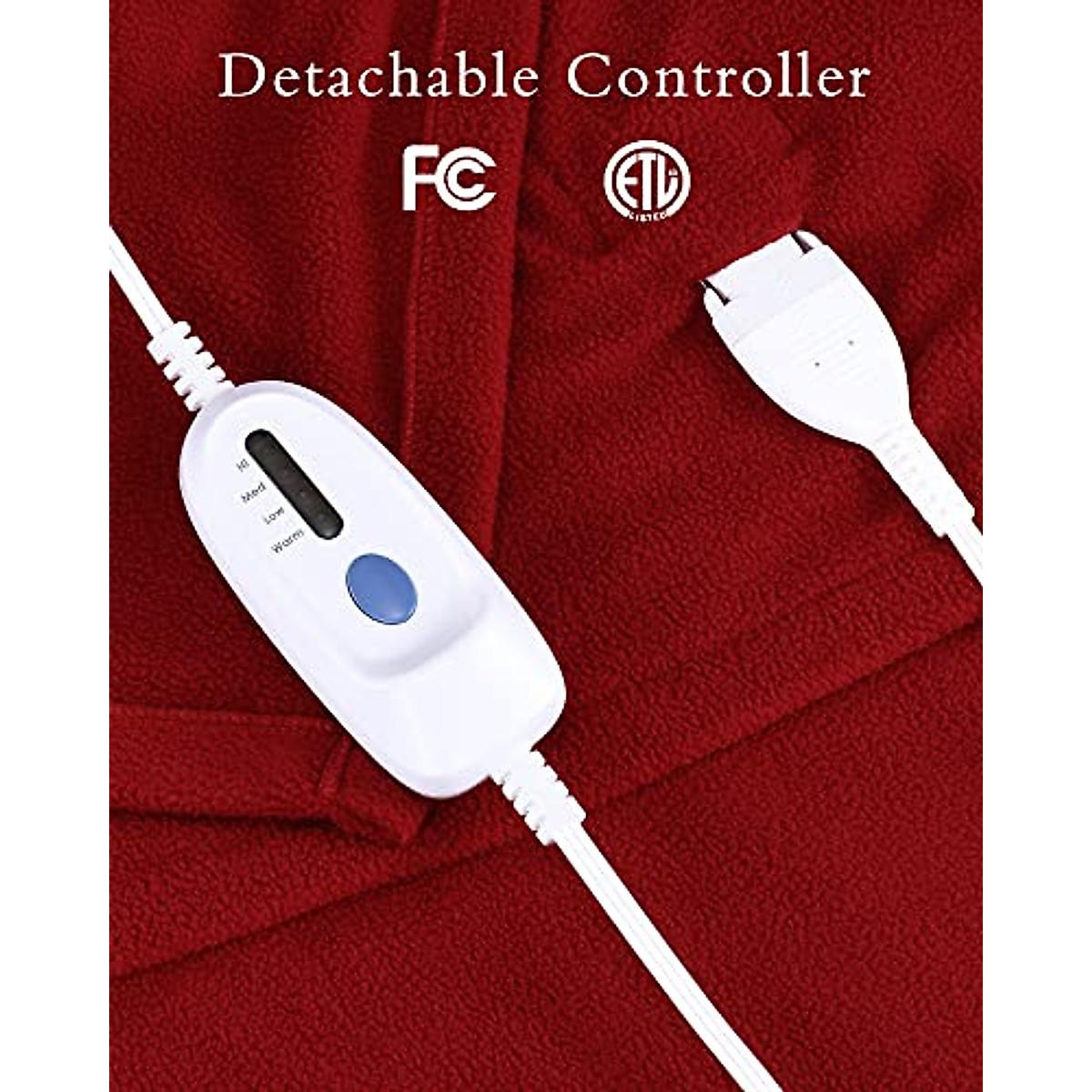 McJaw Electric Heated Blanket Full Size 72"x84" Large Fleece Warm Bedding Blanket for Whole Body 4 Heating Levels and 10 Hours Auto-Off Overheating Protection - Red