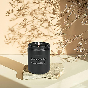 Scented Candle for Home Scented,Spring Candles,Black Jar Candle,Natural Soy Wax,Long Lasting Burn Candles,Holiday Candle,for Men & Women Candles Gifts,7oz 50Hour Burn (Smoke & Vanilla, 7OZ, Black)
