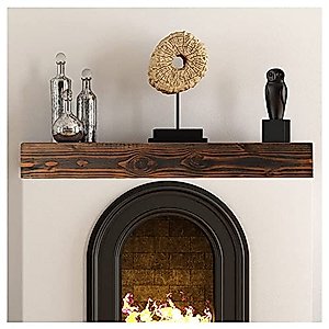 WELLAND Rustic Floating Shelf, Reclaimed Wood Wall Shelf, Fireplace Mantel Shelf Wall Mounted,Walnut Color (48" W x 6" D x 6" H)