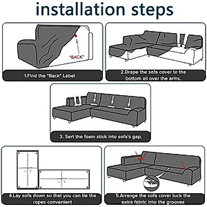 EFELIM Velvet L Shape Couch Cover Sectional Sofa Slipcover, Stretch 1 2 3 Seat Sofa Covers Soft Chaise Cover Furniture Protector for Dogs Pets (Blue,L Shape:4 Seater+3 Seater)