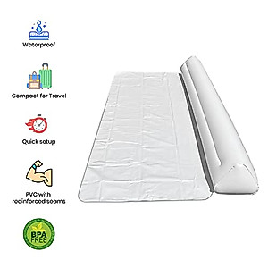 [2-Pack] Inflatable Bed Rail for Toddlers, Kids with Pump - baby portable rail guard for travel - blow-up bed bumpers with safety flaps - King, Queen, Full, Twin, Toddler Size Bed - infant bed bumper