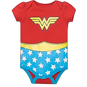 WARNER BROS Justice League Newborn Baby Girls 5 Pack Cosplay Costume Bodysuits Logo Girls 0-3 Months