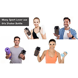 GAISHION Shaker Bottle Protein Shakes and 16-Ounce/400ML Shaker Bottle with Whisk Balls,Free of BPA plastic (Black+Yellow(2PCS))