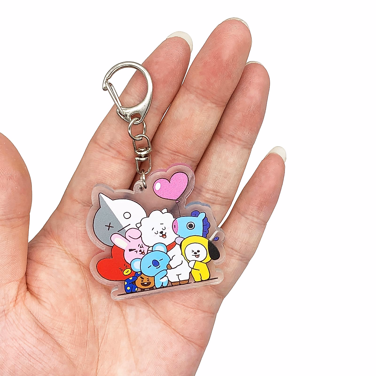 Educatgame Kpop Army Wallet with Bag Charm, Cute Long Zipper Faux Leather Wallet, Cute Stuff/Accessories or Gift for Teen Girls & Women (A)