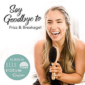 Boar Bristle Hair Brush - Smoothing Hair Brush for Men, Women & Kids, Soft Bristle Hair Brush, Bamboo and 100% Boar Bristles, Soft Brush for Hair, Gentle on Scalp