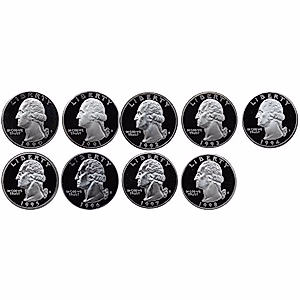 1990-1998 S Washington Quarters Gem Proof Run 9 Coins US Mint Decade Lot Complete 1990's Set