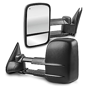 MOSTPLUS Power Heated Towing Mirrors Compatible for 1999-2002 Chevy Silverado Tahoe GMC Serria Yukon with Manul Telescoping (Set of 2) (Black)