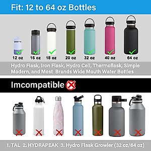 BIJISI Auto Spout Lid for HydroFlask Wide Mouth Sport Water Bottles, Replacement Lid for Hydro Flask Wide Mouth 12, 16, 18, 32, 40, 64oz, Chug Lid with Flexible Handle, Button Lock, Black