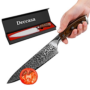 Deccasa 8 Inch Professional Chef's Knife - High Carbon German Stainless Steel Blade - Ergonomic Pakkawood Handle - Super Sharp for Precision Cooking - Gift Box Included