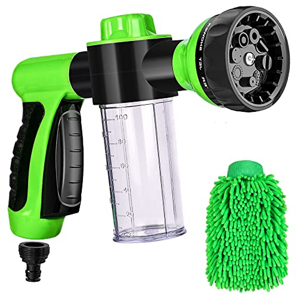 StaiBC Garden Hose Nozzle, High Pressure Water Hose Nozzle Spray Nozzle with 3.5oz Soap Dispenser Bottle Snow Car Wash Foam Gun for Watering Plants, Lawn, Patio, Cleaning, Showering Pet