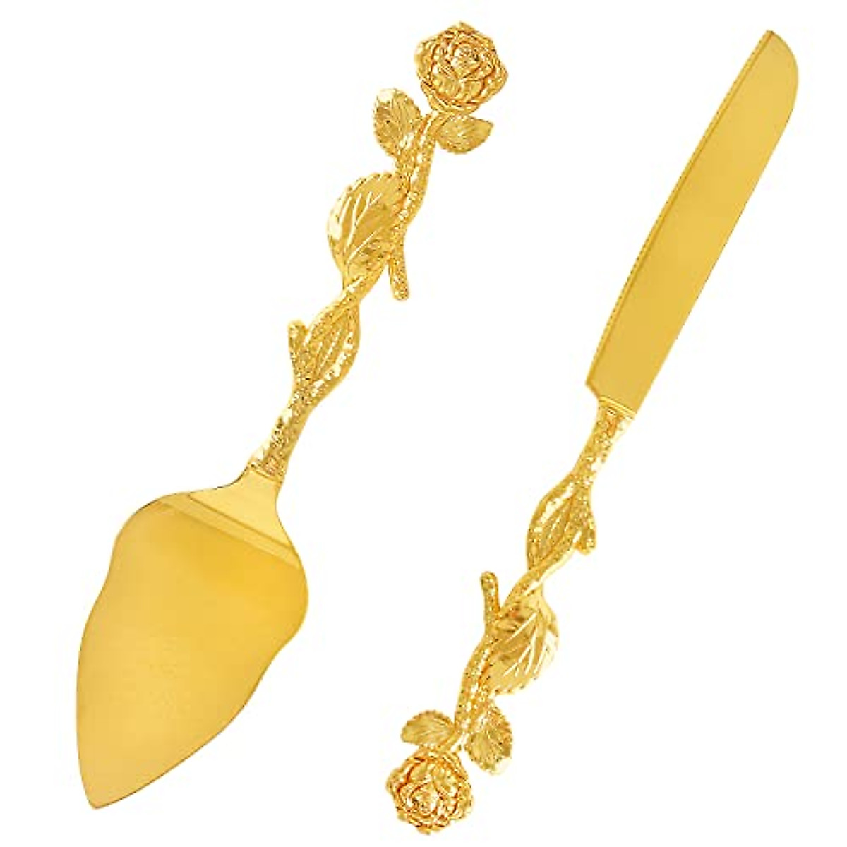 X Hot Popcorn Cake Cutting Set for Wedding Cake Knife and Server Set Cake Cutter Gold Cake Cutting Set for Wedding Birthday Party Kitchen Cutting Serving Desserts