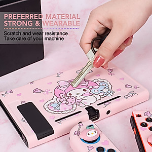 DLseego Cute Rabbit Switch Protective Case Dockable Soft Silicone Shell Shockproof Scratch Resistant Cover Joy Con Skin with 4PCS Lovely Thumb Grips Caps