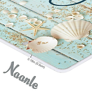 Naanle Aloha Door Sign Plaque with Rope, Wooden Seashell Hanging Sign Wall Art for Entrance Porch Front Home Garden Office Business Outdoor Decor 6 x 11 inches
