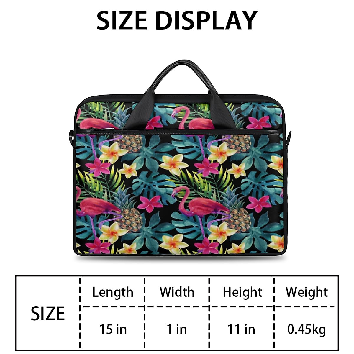 Flamingo Pineapple Pattern Laptop Computer Bag Waterproof Shoulder Messenger Bag 13-15 inch Durable Laptop Tote Bag with Shoulder Strap Handle Lightweight Crossbody Briefcase