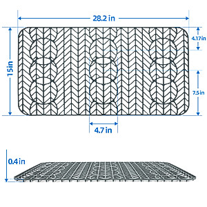 SPOLLSES 28.2"x15" Sink Protectors for Kitchen Sink,Silicone Sink Mat Fit Any Drain Sink Grid Accessory, Kitchen Sink Mats for Bottom of Farmhouse Stainless Steel/Porcelain Sink-With 9 Reserved Holes